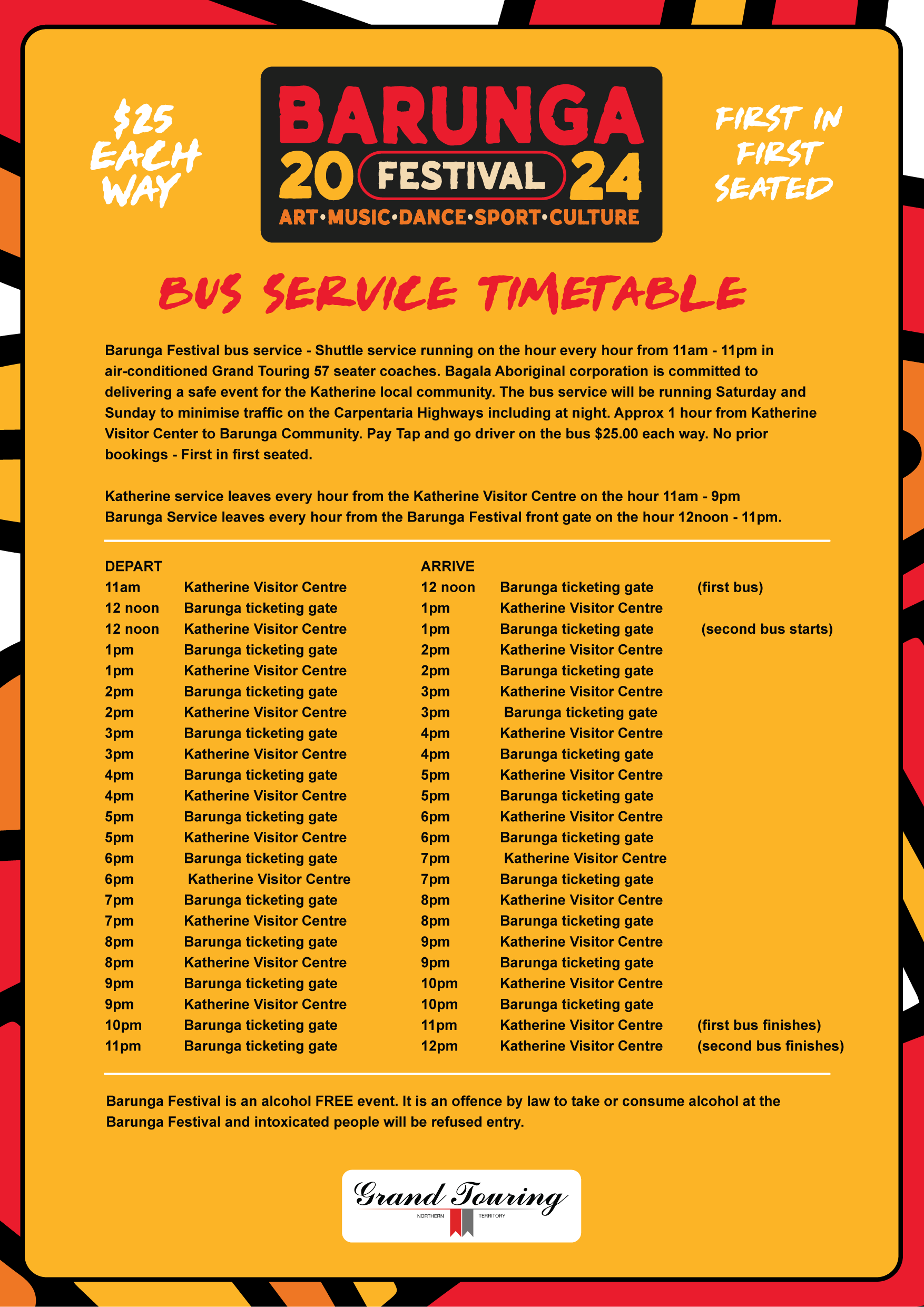 Bus Timetable - Barunga Fest